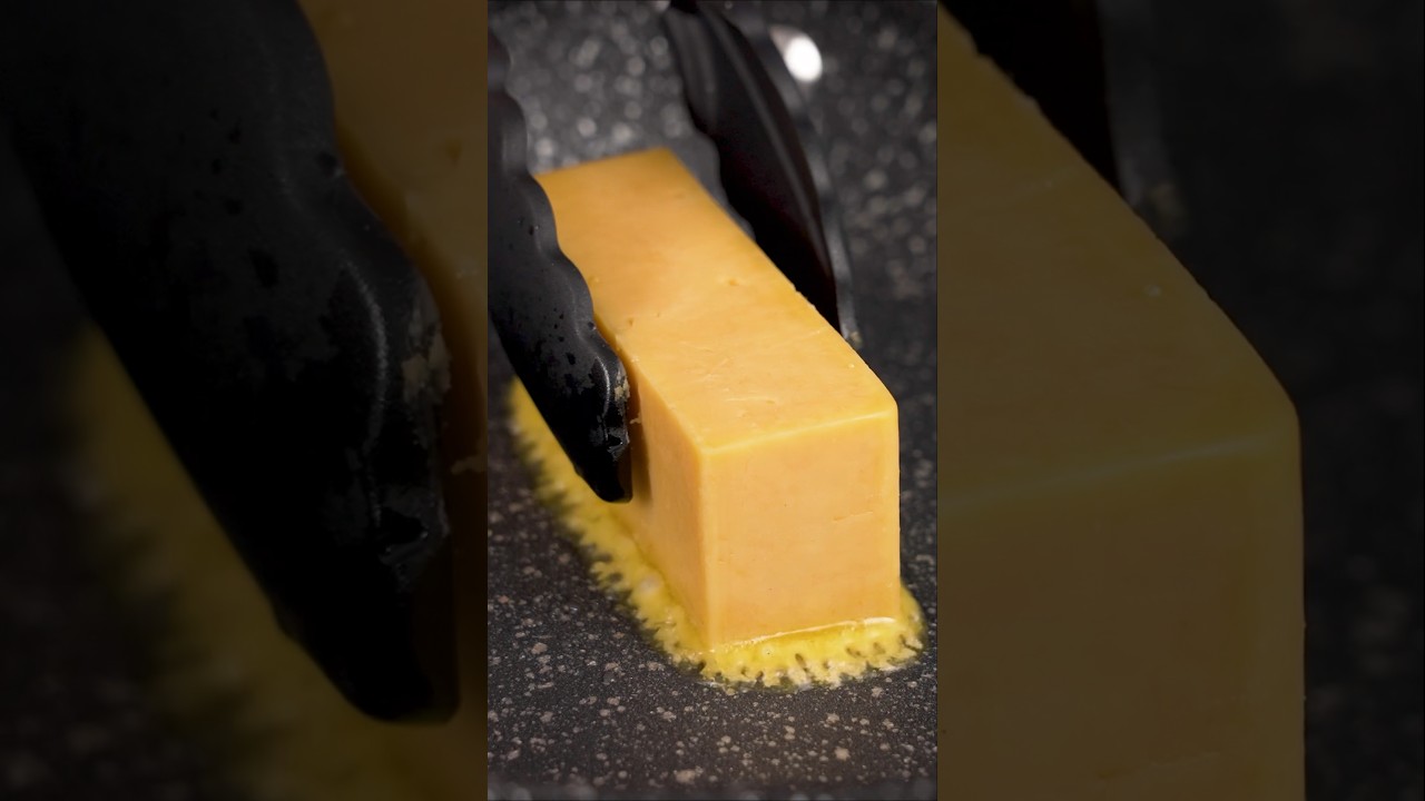 Melt your block of cheese like this on a hot pan