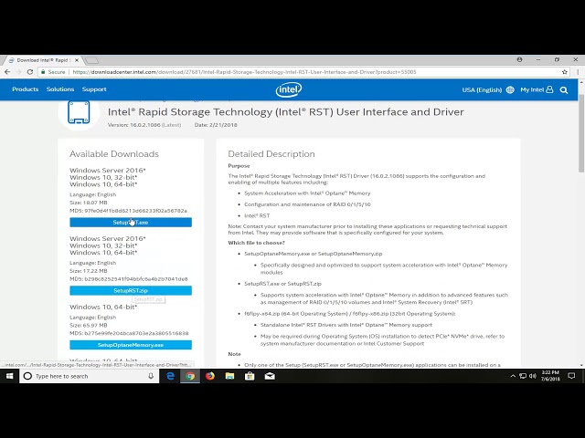 How to download and install the Intel Rapid Storage Driver