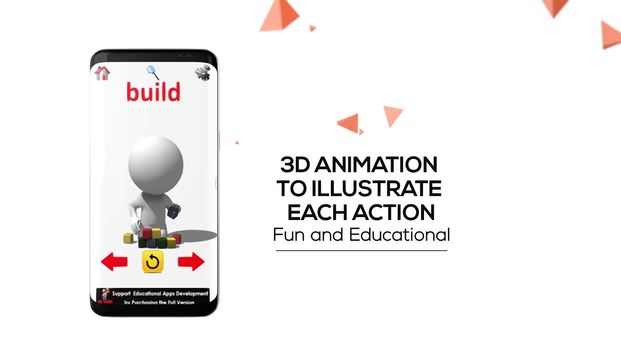 Action Words: 3D Animated Flash Cards - Great Preschool Game