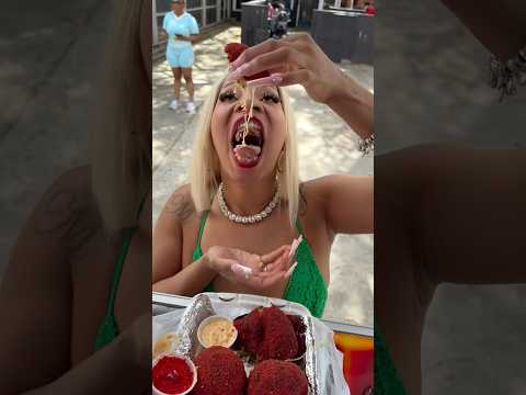 Trying the Hot Cheeto Boudin Ball #viral #explore #foryou #shorts #food #mukbang
