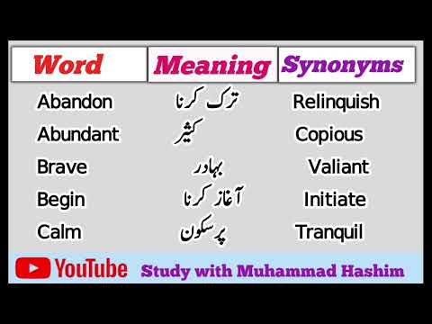 IELTS Synonyms with their ,hindi meanings | Study with Muhammad Hashim