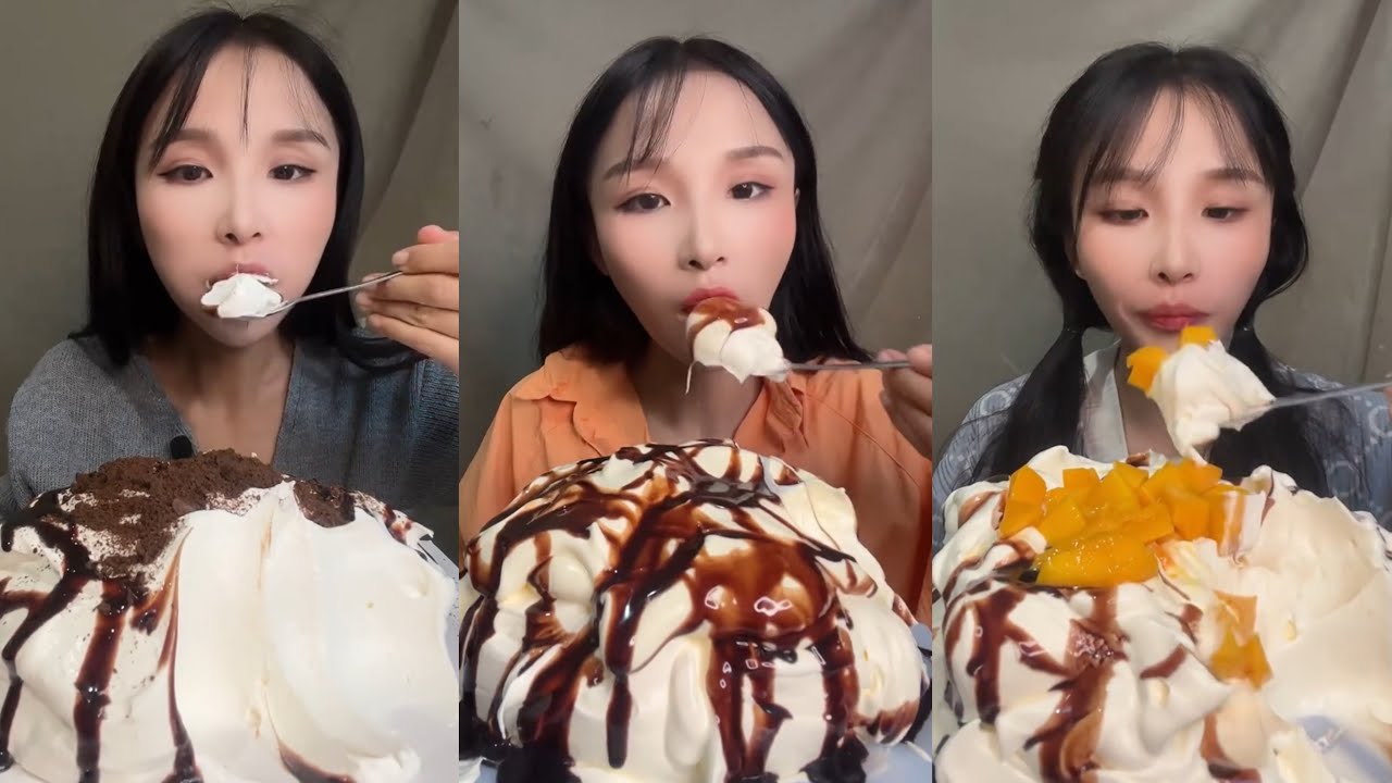 ASMR MUKBANG - MUKBANG SOUND - WHOLE WHIPPING CREAM CAKE