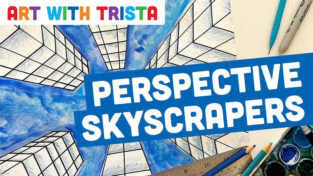 How to Draw Skyscrapers With 1 Point Perspective Art Lesson - Art With Trista