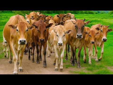 Video Hewan Sapi Lembu Ternak digiring Menuju Kandang Peternakan di Desa Gembala Sapi - bunyi sapi