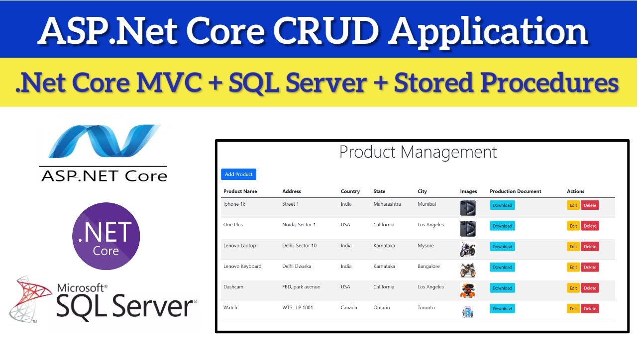 ASP.NET Core crud operation using sql server