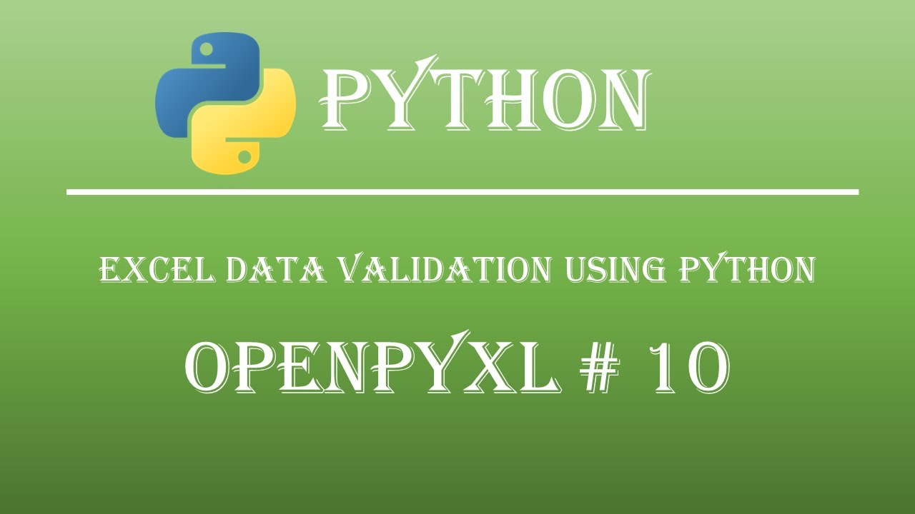 Excel Data Validation Using Python Openpyxl Tutorial #10
