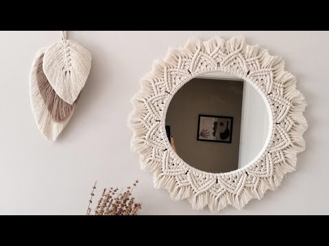 Macrame Hanging Wall Mirror with Macrame Round Mirror Art Boho Decor