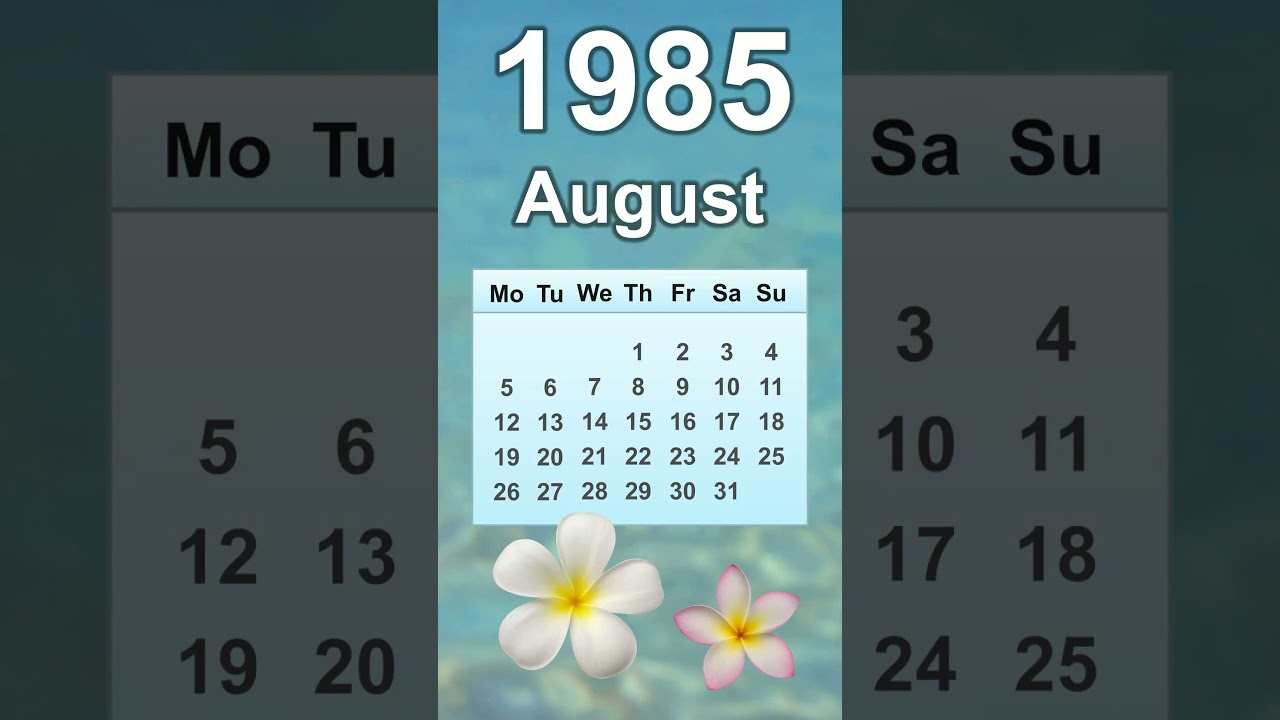 August 1985 Calendar