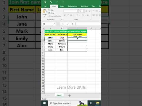 How to Combine First and Last Name in Excel