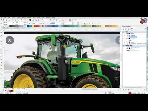 Corel for laser ~ Using B-spline to manually trace a tractor for laser cutting
