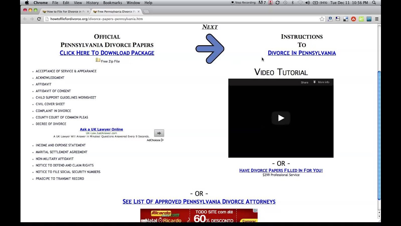 Free Pennsylvania Divorce Papers and Forms