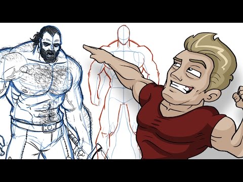 How to Draw BIG BADASS DUDES - Extreme Male Muscle Anatomy Tutorial!
