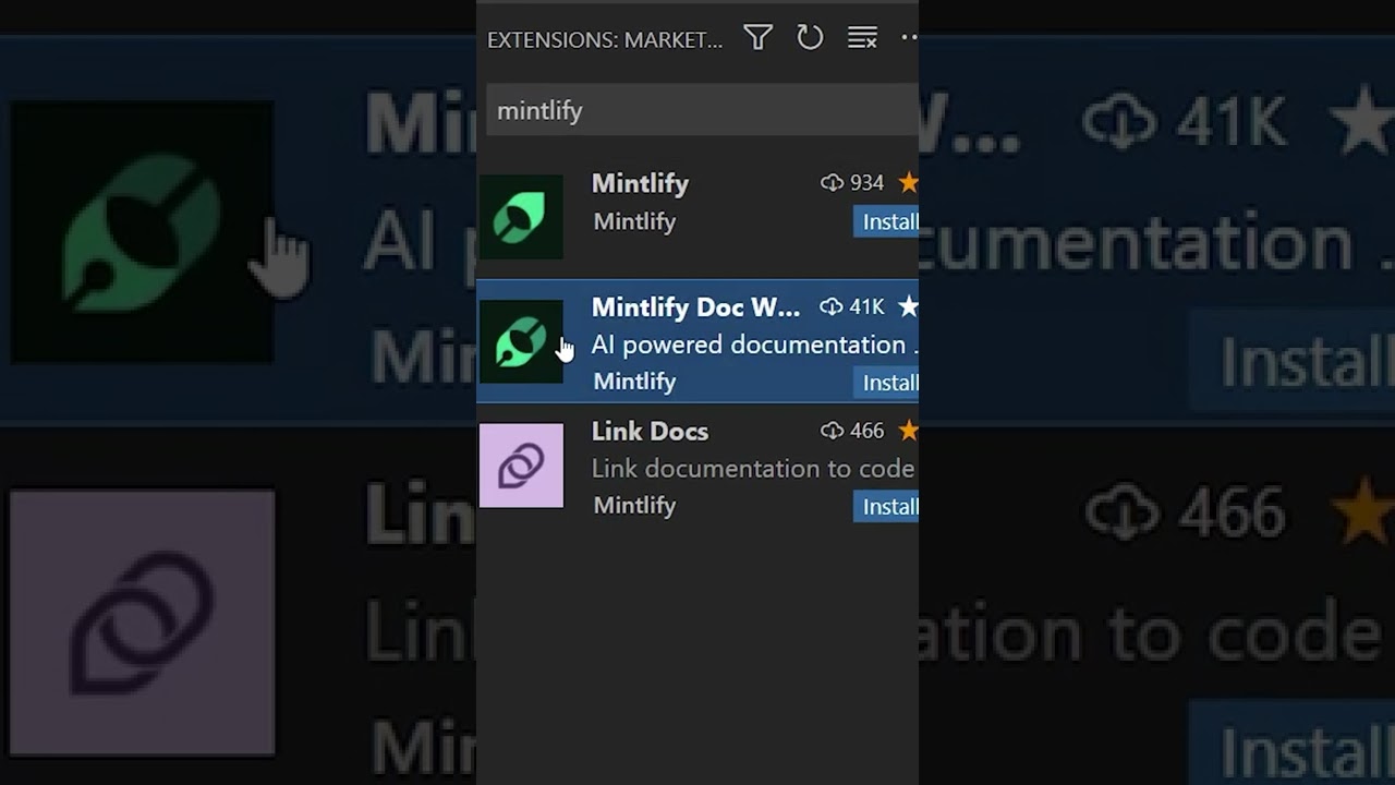 Document your code automatically using visual studio code extension mintlify