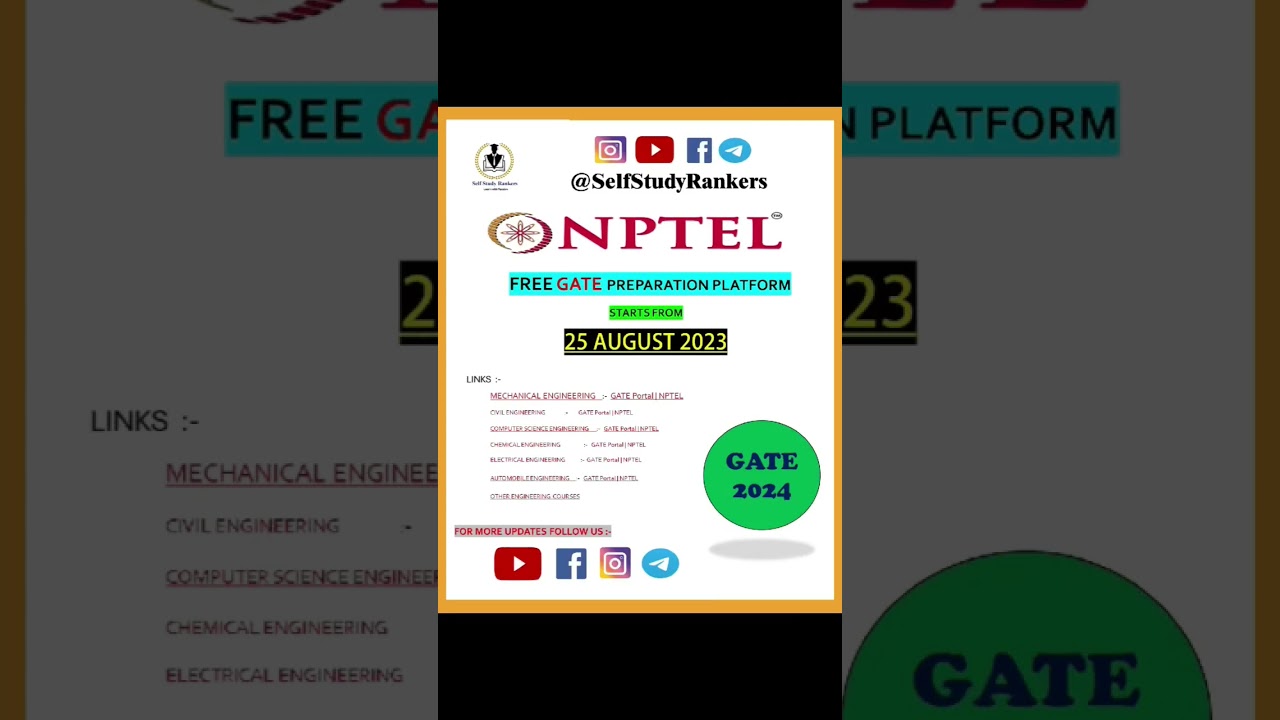 Nptel Gate free live course #nptel #gate  #gate2024 #mechanicalengineering