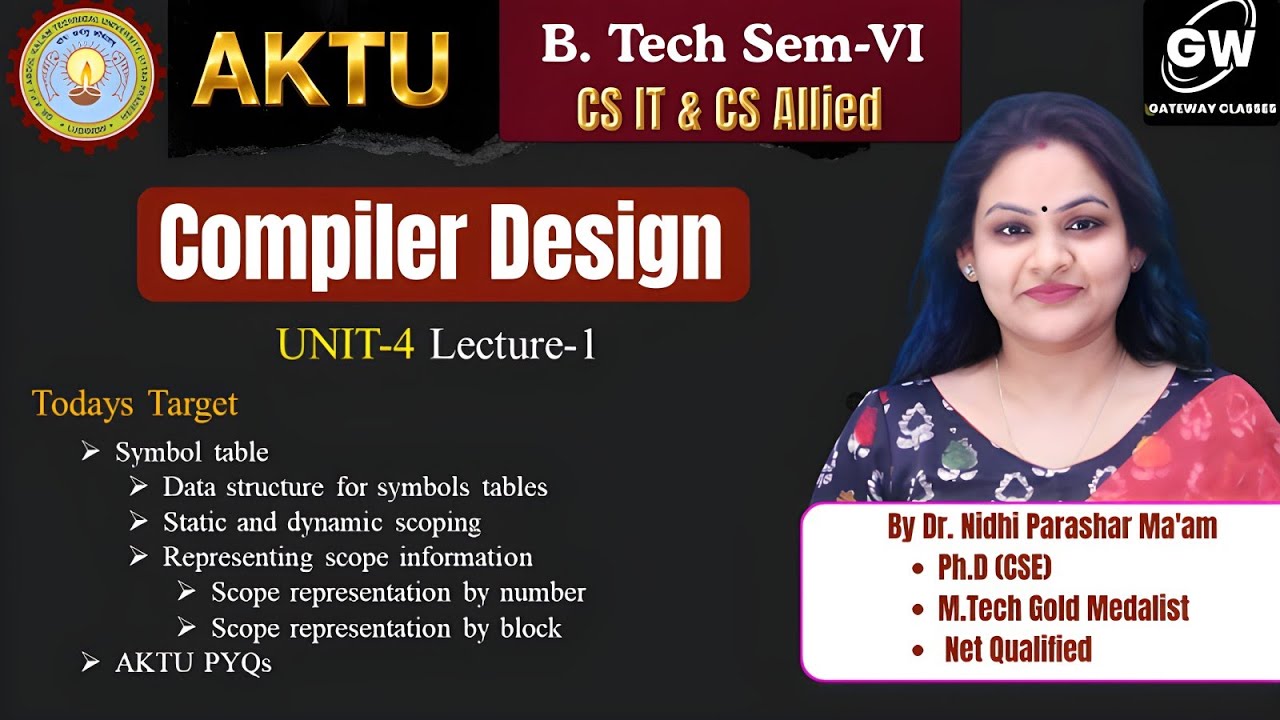 Compiler Design Unit-4 Lec-1📚 | By Nidhi Parashar Ma’am | Gateway Classes  | AKTU