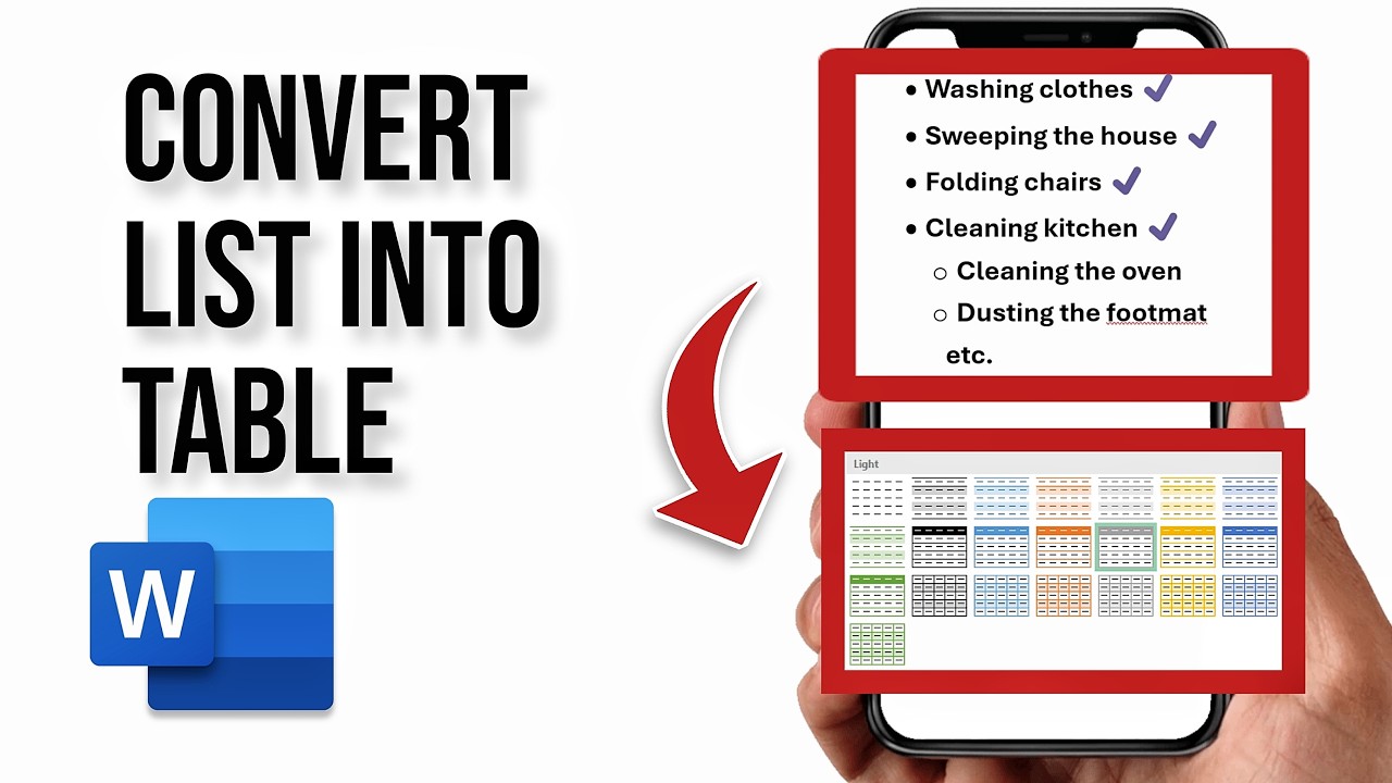 How to Convert a List into a Table in Microsoft Word App