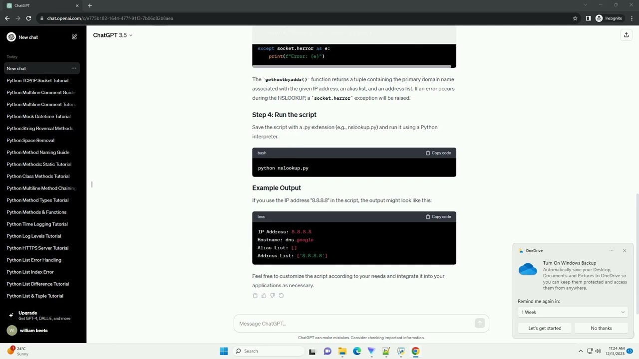 python nslookup ip to hostname