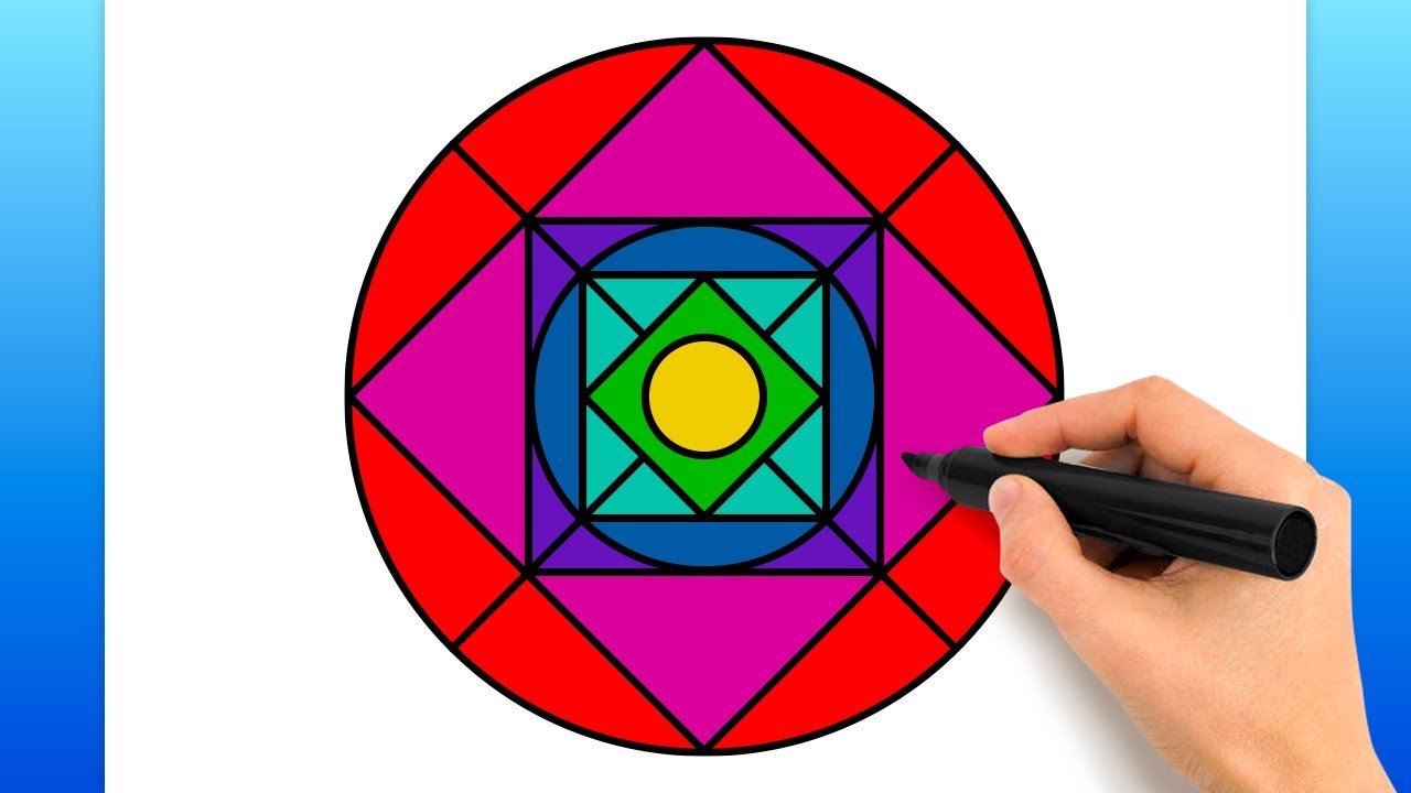 How To Draw A Geometric Circle Square Design (Easy Drawing Tutorial)