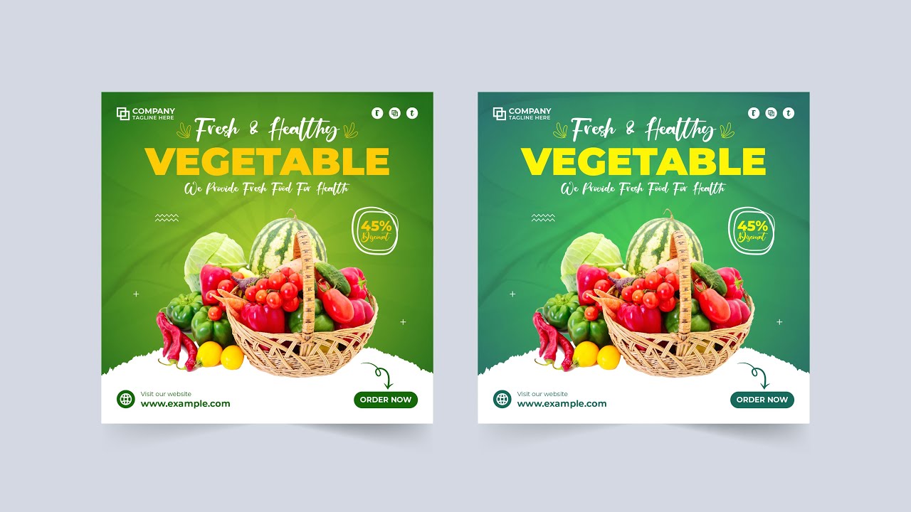 Fresh Vegetable Social Media Post  Free Download | Organic Food Promotion Template Vector