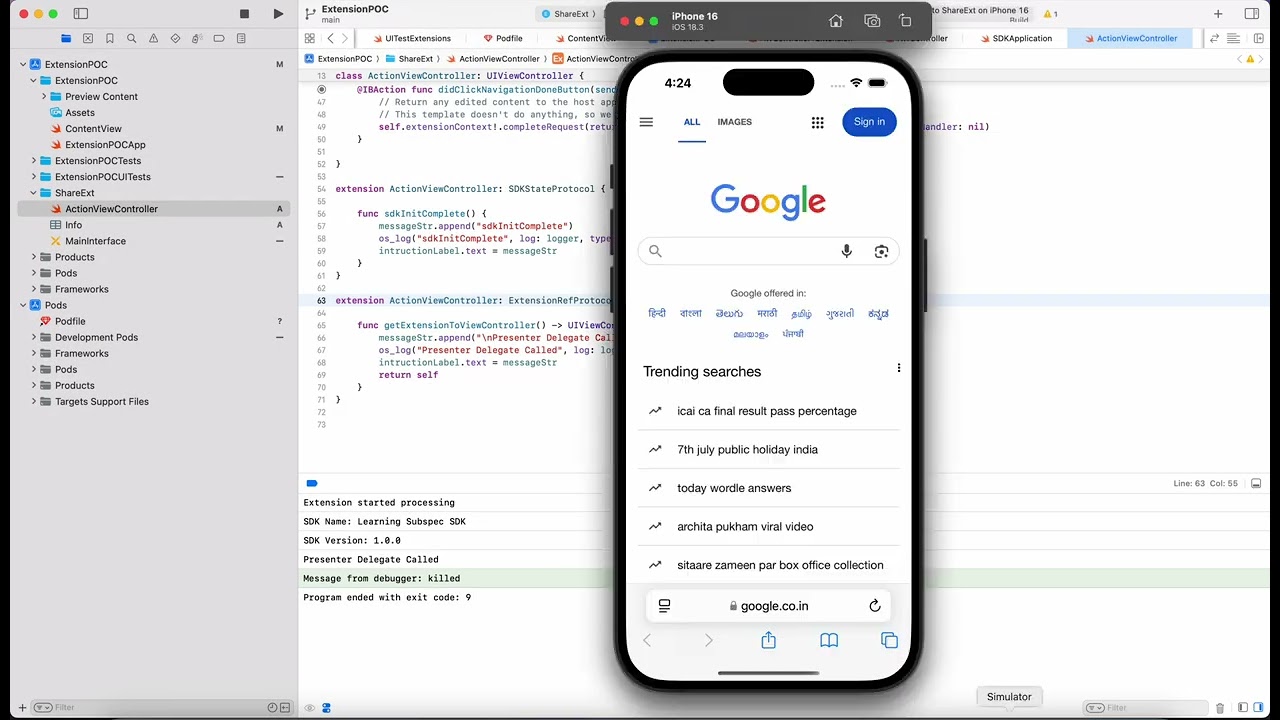 How to debug extension? How to add Log in extension? Share Extension