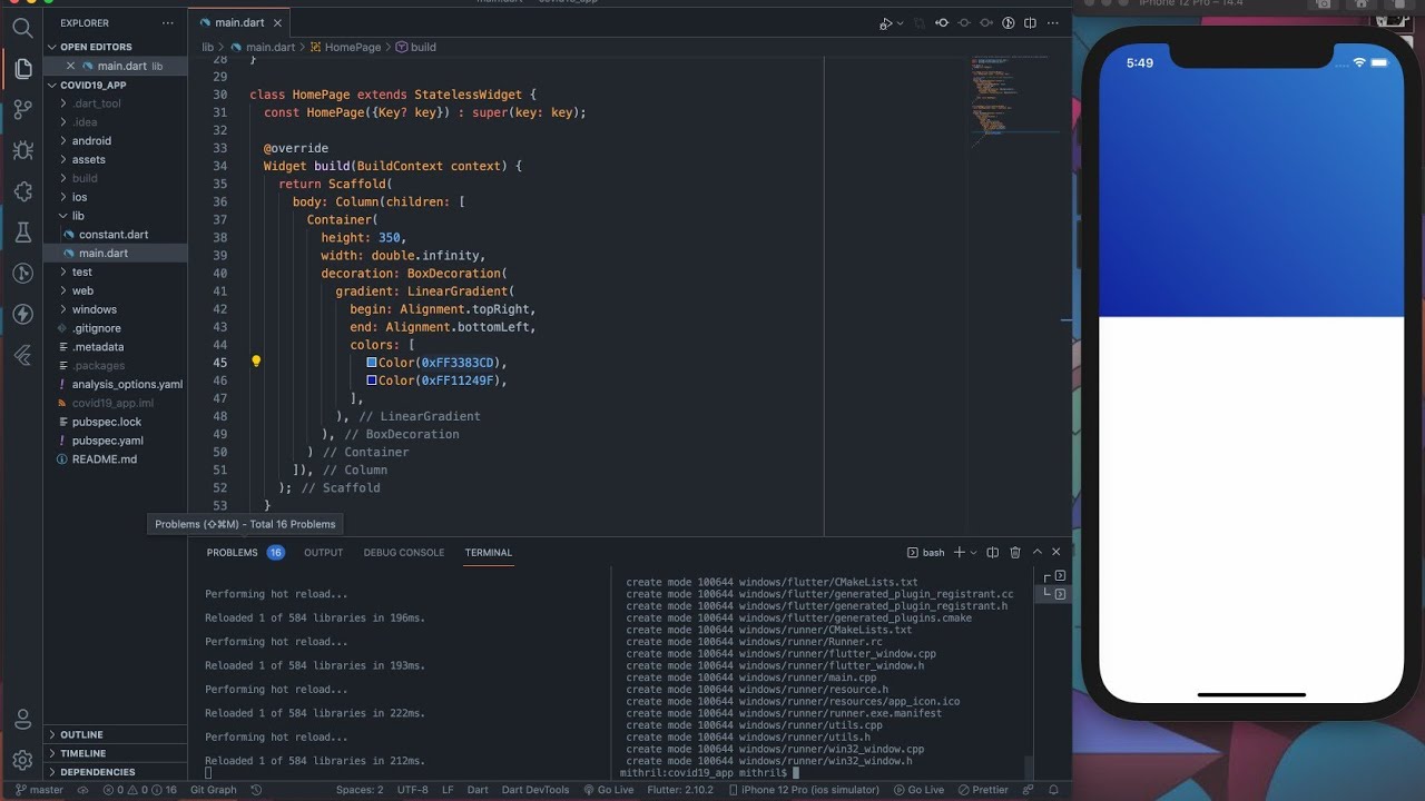 flutter tutorial: how to style a container with gradient in flutter