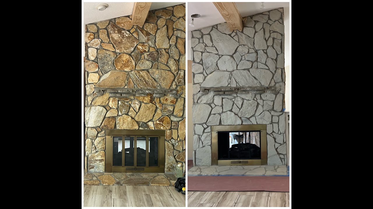 Ugly Orange Rock Fireplace Transformation!  #shorts