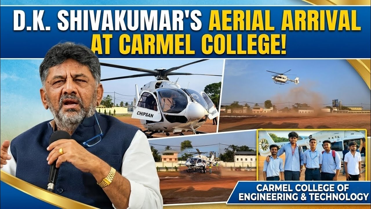 D.K. Shivakumar Arial arrival at CCET ,as a part of UDF Alappuzha Election Campaign