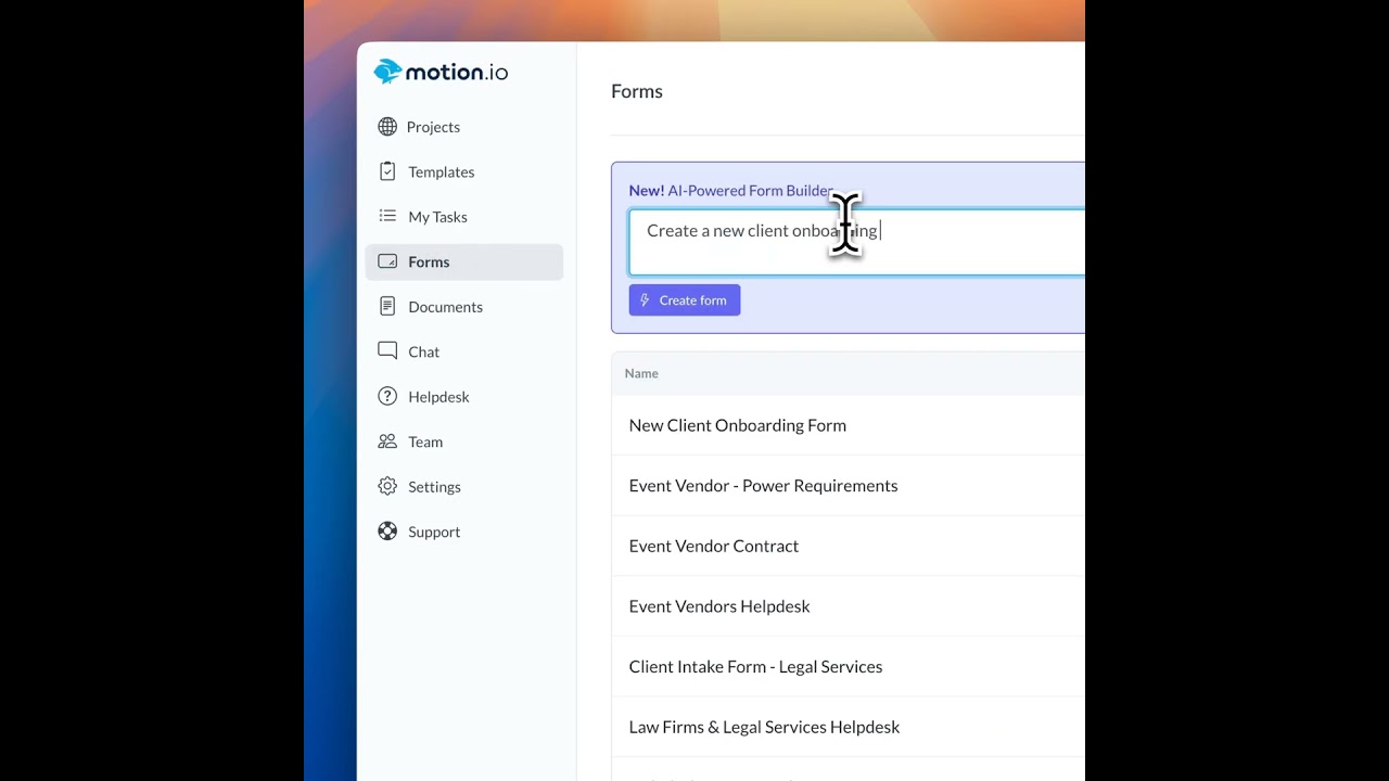 AI-Powered Form Builder | Create Client Forms in Seconds