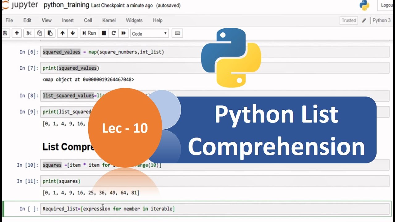 Python Tutorial - 10 | Python List Comprehension | Python Tutorial for Beginners |Python Programming