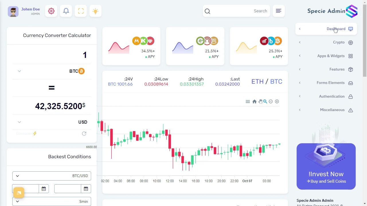 CryptoCurrency Template Bootstrap 5 Admin Dashboard With RTL Light Theme