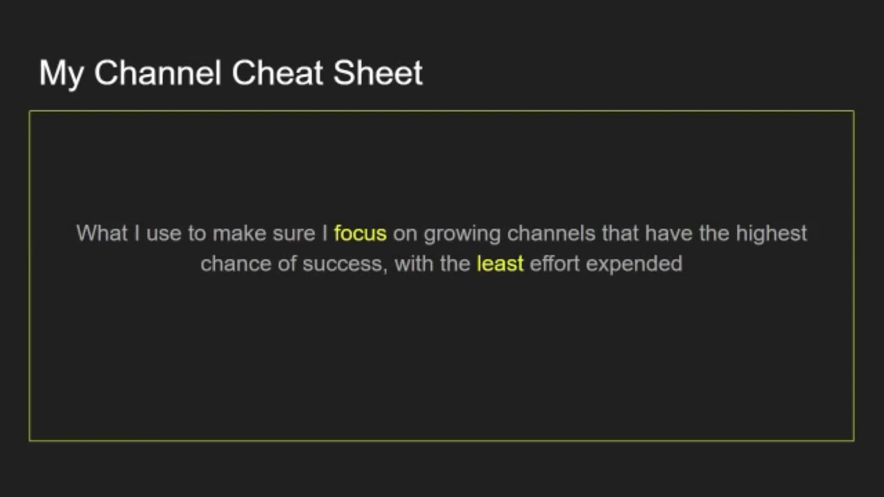 My Channel Cheat Sheet - Explained - The Power of the Network Webinar