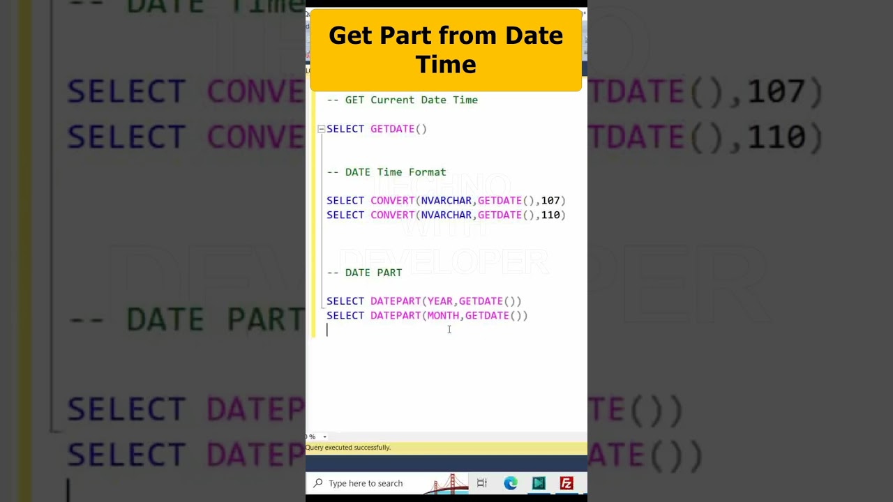 Date Time Function in SQL Server | Part 10 #sqlserver #coding