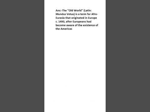What is Old World?