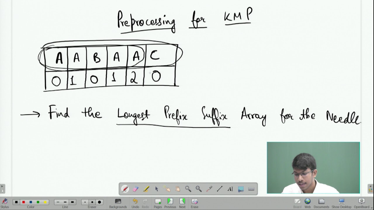 KMP Preprocessing Algorithm | Virtual Labs