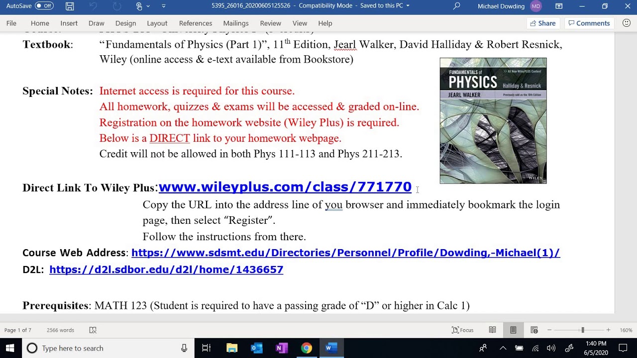 PHYS 211 - Syllabus Video