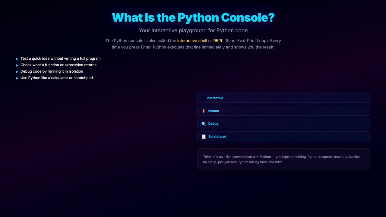 What is Python consoles? A Complete Beginner's Guide with Animation and Note
