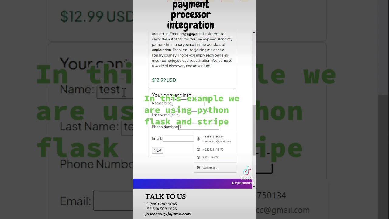 Payment processor integration with python flask and stripe