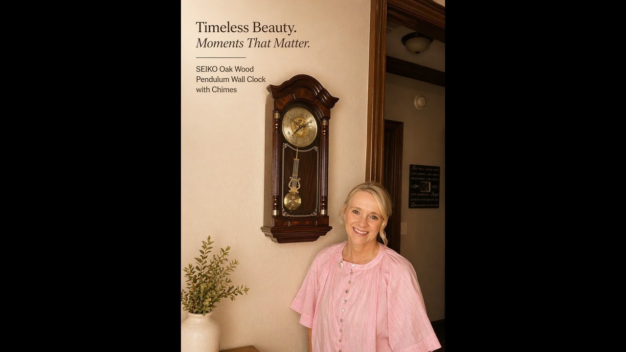 Check out this beautiful oak wood pendulum wall clock by Seiko!