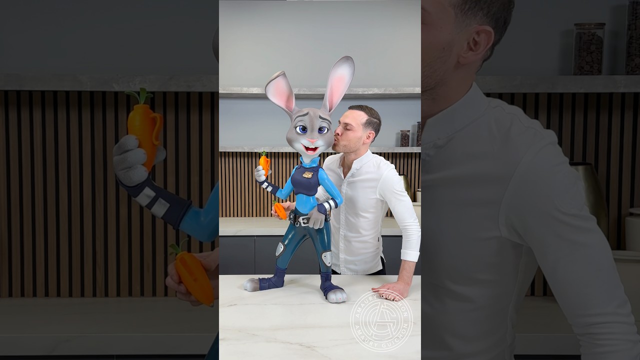 Judy got Cake! 🥕🐰 The cutest little detective! #amauryguichon #chocolate