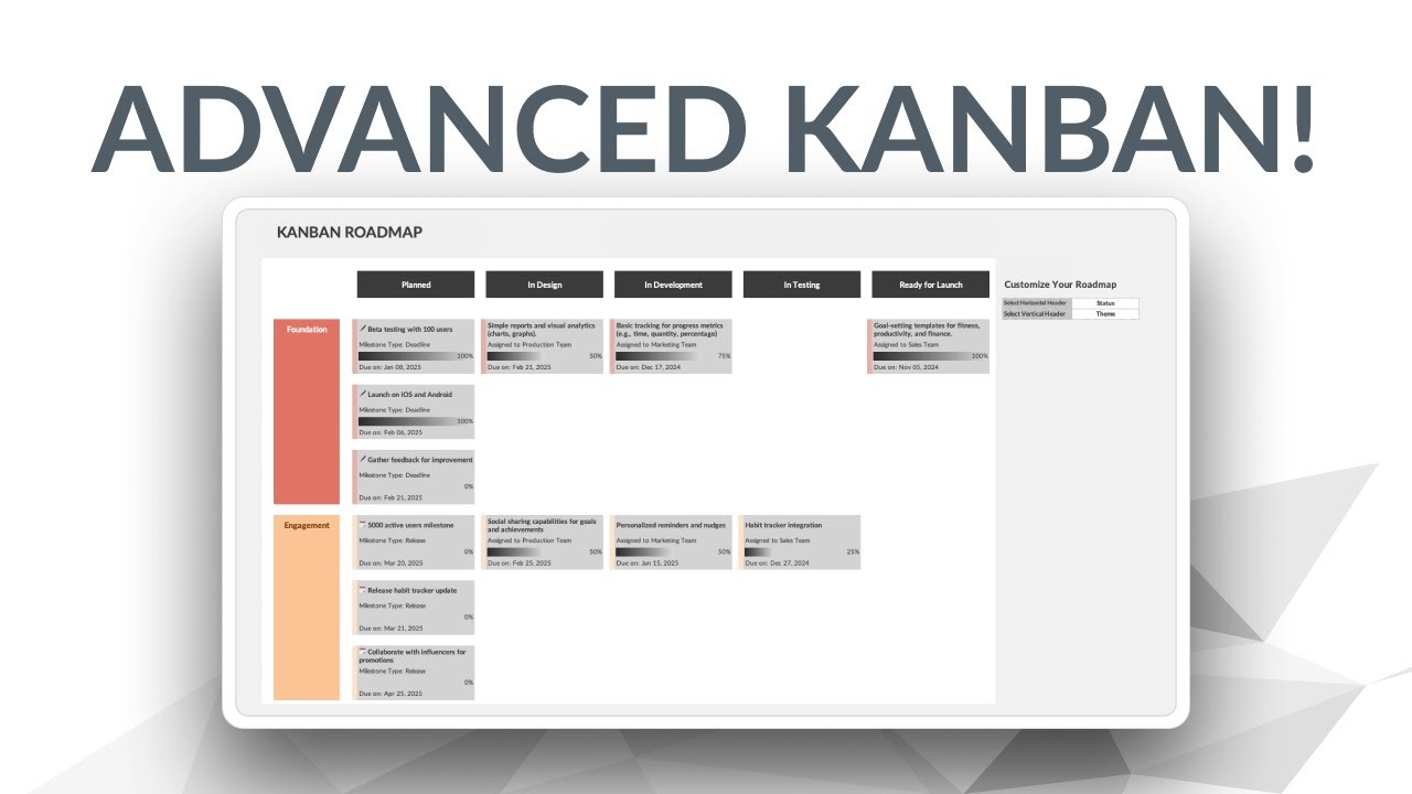 Advanced Kanban for Project Managers | Kanban + Gantt Timeline Template on Excel & Google Sheets
