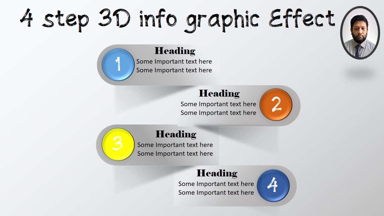 01. Create 4 Step 3D Shadow effect info-graphic using PowerPoint Presentation|Slide Design Template