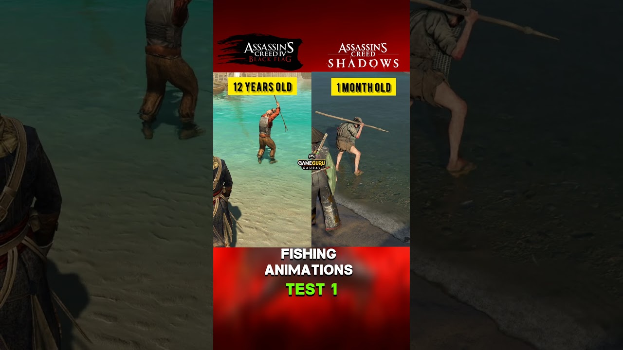Assassin's Creed Shadows vs Assassin's Creed 4 Black Flag - Fishing Animations Test - 1