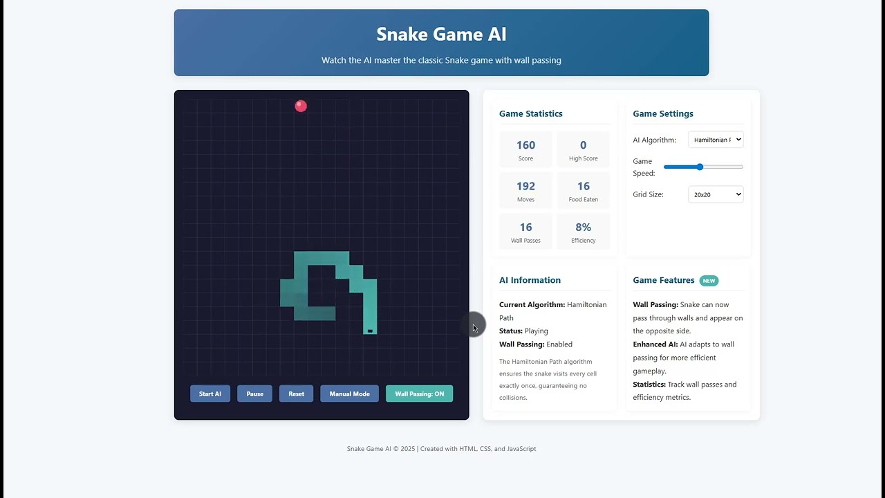 Snake Game AI Using HTML, CSS and JavaScript with Source Code