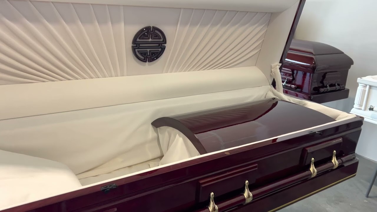 Casket Depot Solid Cherry Wood Casket With Carved Top | Longevity | 28