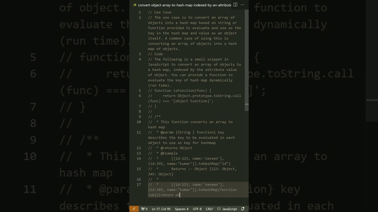 javascript - Convert object array to hash map, indexed by an attribute value of the Object