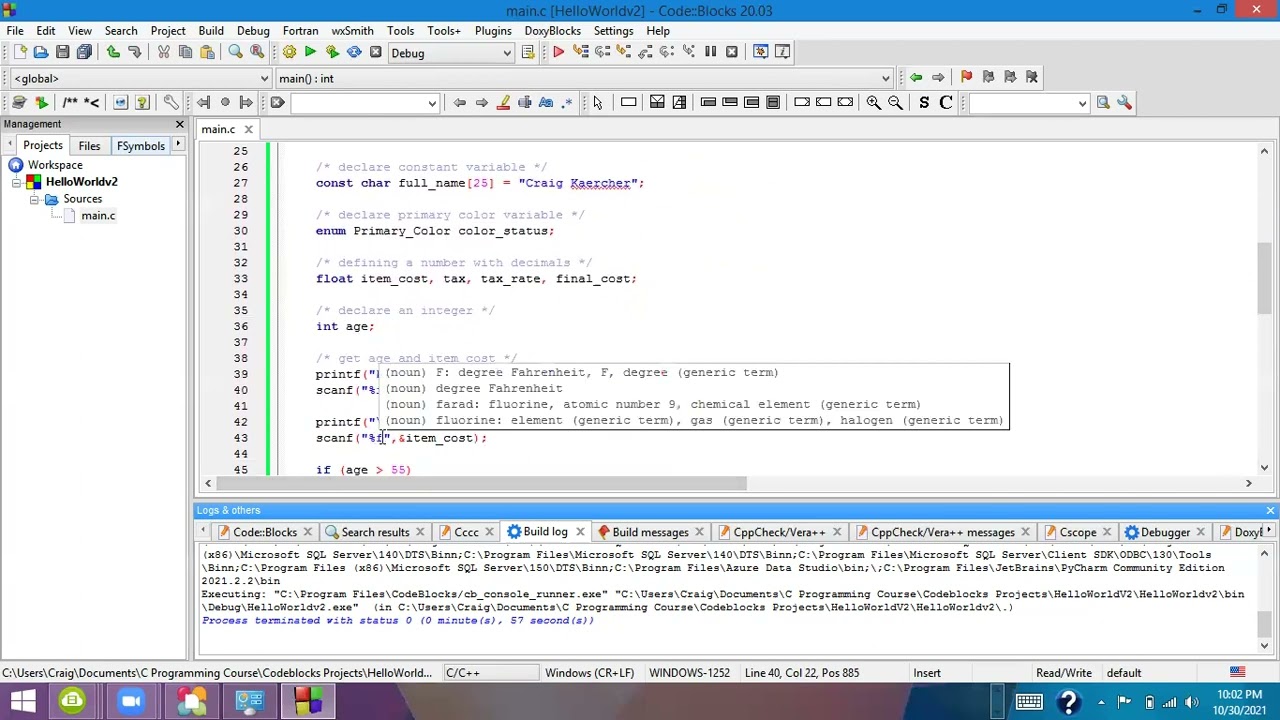 If/Else, ENUM, and Constants In C