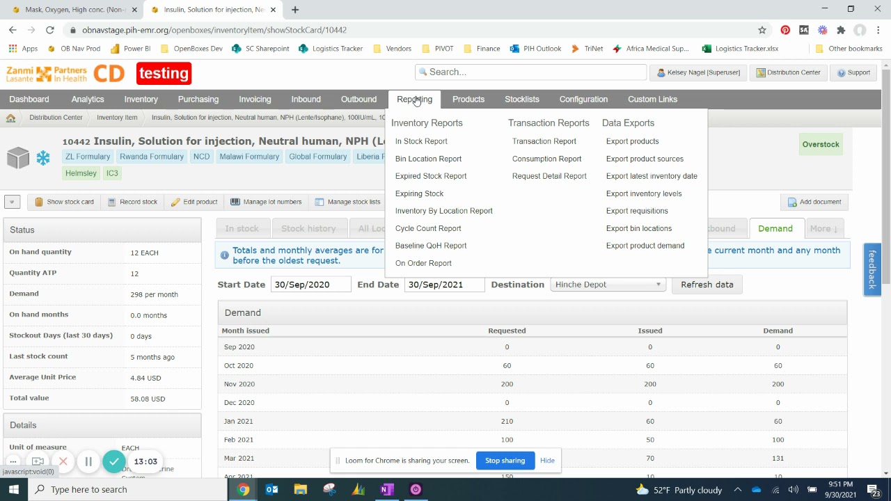 Demand Reporting in OpenBoxes