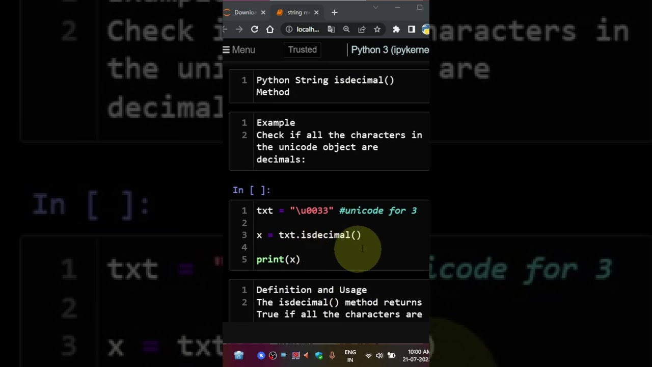 isdecimal string method python tamil #python #shorts