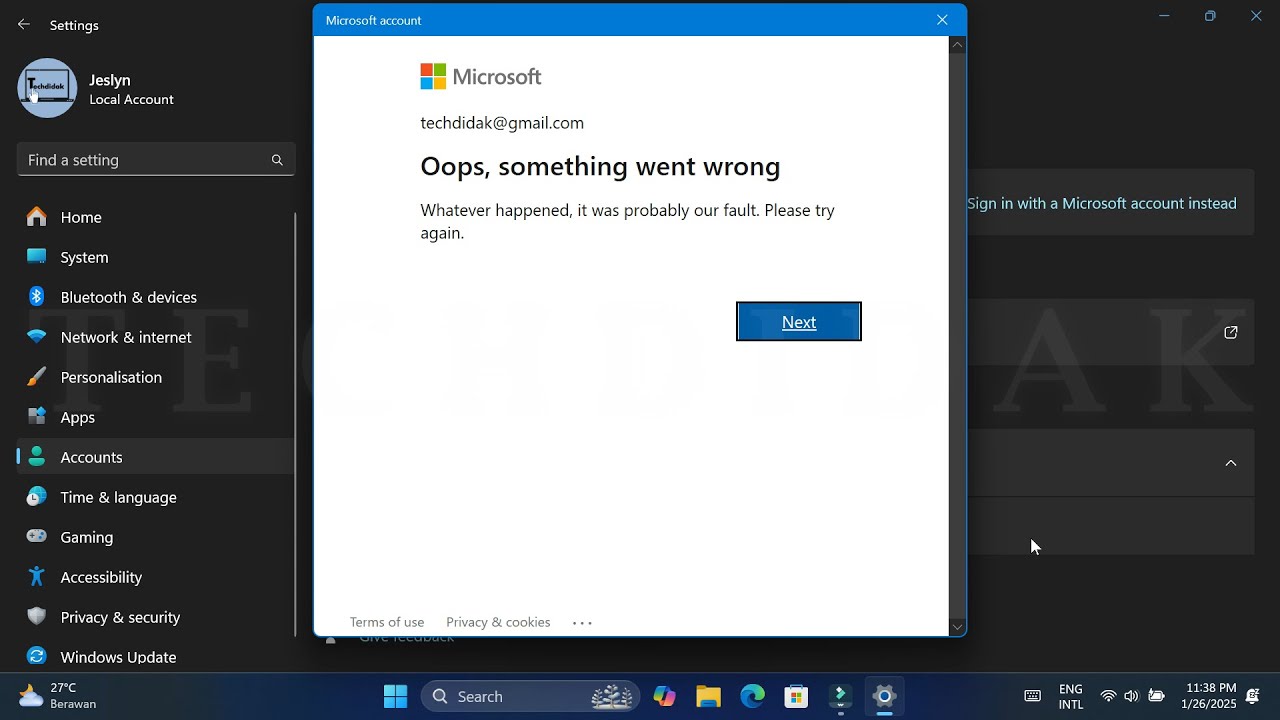How to Fix Oops Something Went Wrong Sign in Error Microsoft Account