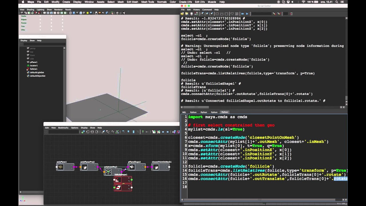 Maya Python Tool Scripting Tutorial - follicle constraint